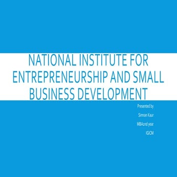 National institute for entrepreneurship and small business development ...