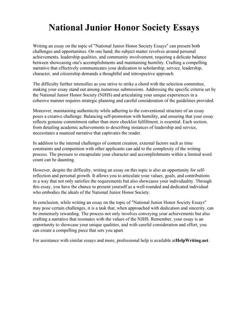 National Junior Honor Society Essay Examples.pdf | Secondary Education | Education