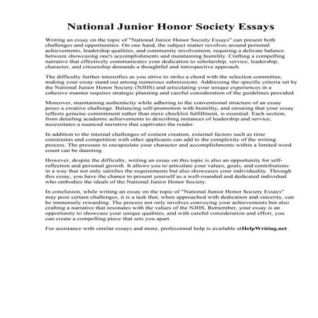 National Junior Honor Society Essays | PDF