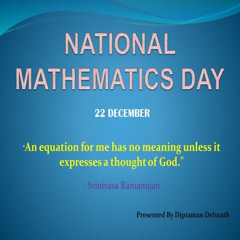 National mathematics day ppt | PDF