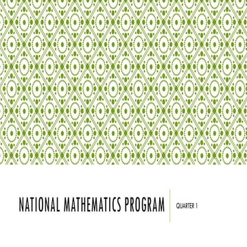 National mathematics program WEEK2.slide | PPTX