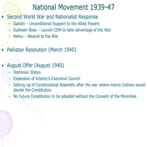National movement 1939 1947 | PPTX