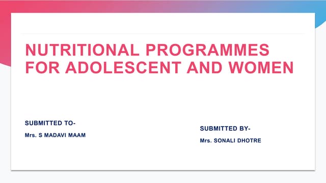 National nutritional programme | PPTX