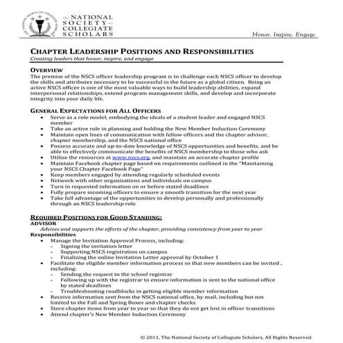 National officer position descriptions 2013 2014 | PDF