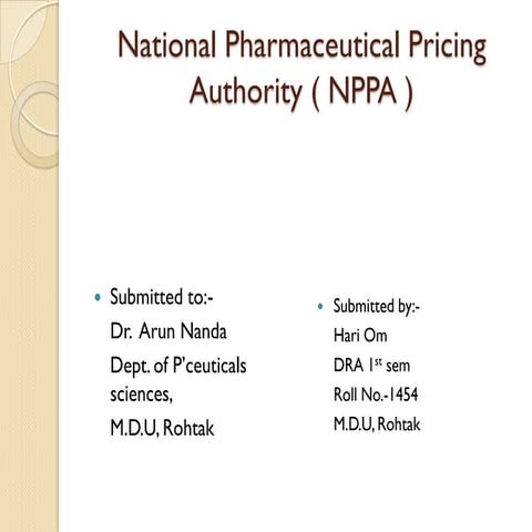 National pharmaceutical pricing athourity (nppa) | PPTX