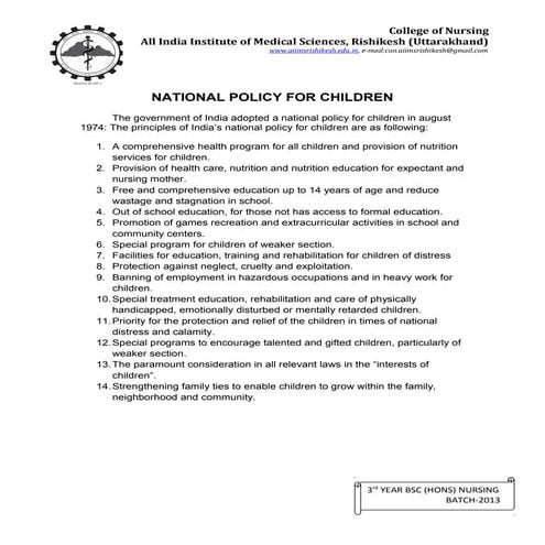 National policy for children | DOC