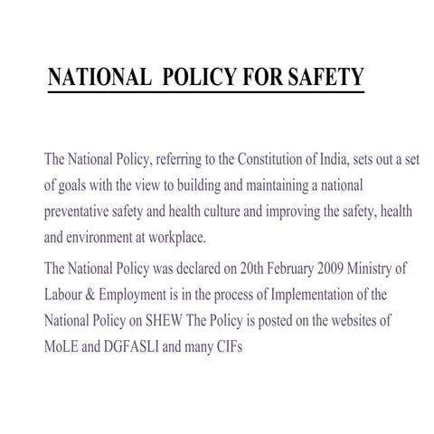 National policy for safety | PPTX