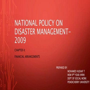 National policy on disaster management 2009 | PPTX