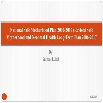 National Safe Motherhood Plan 2002-2017 (Revised Safe Motherhood and ...