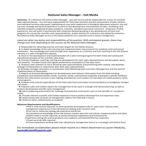 National Sales Manager | DOCX