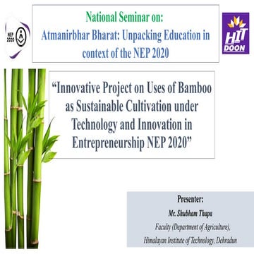 Innovative Project on Uses of Bamboo as Sustainable Cultivation under ...