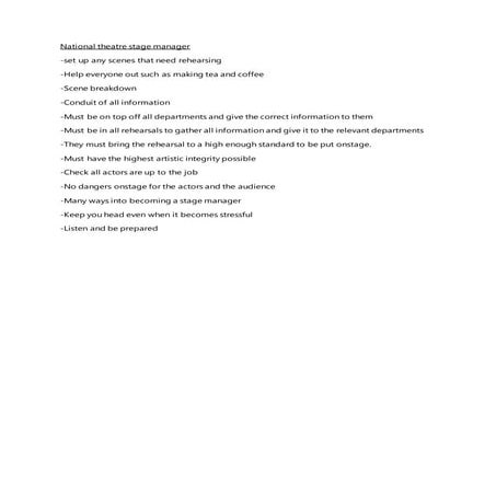 National theatre stage manager | DOCX