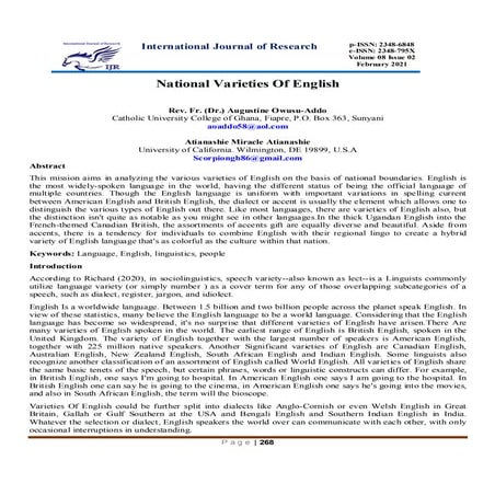 National varieties of english | PDF