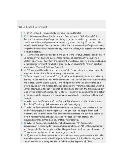 Nation, State & Government | PPTX