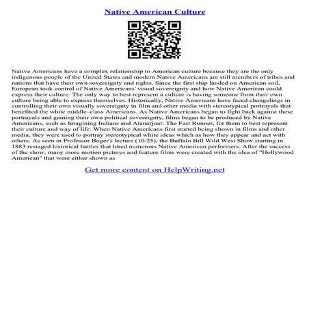 Native American Culture Essay | PDF