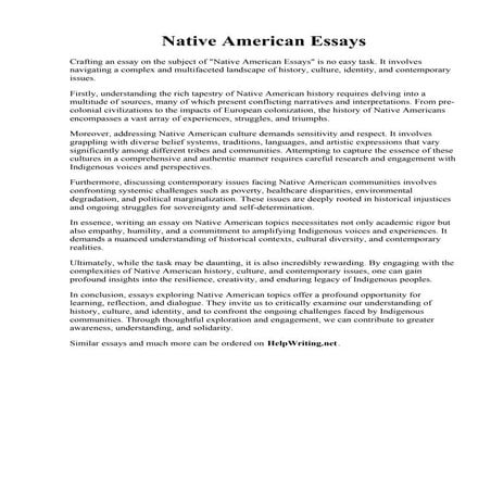 Native American Essays. Native-American_Essay | PDF