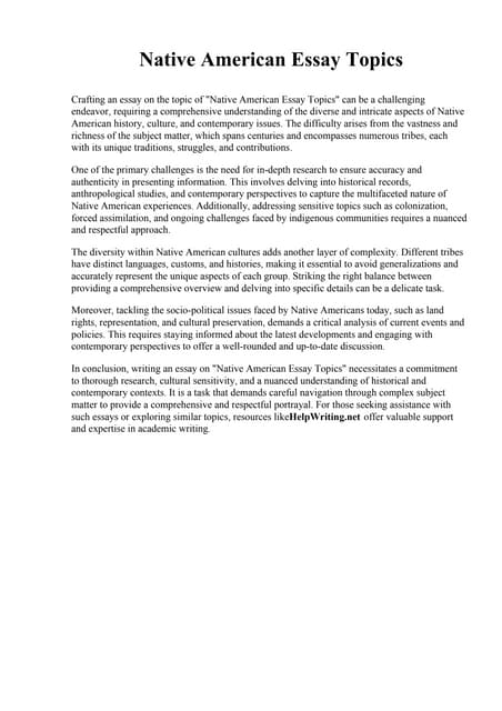 Native American Essay Topics | PDF Native American Essay Topics | PDF