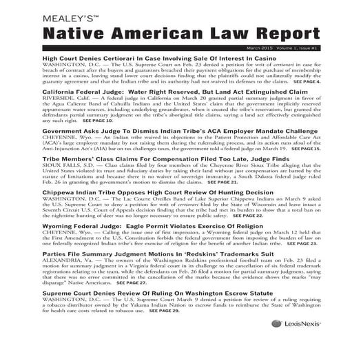 Native American Law Report, March 2015 issue | PDF | Business ...