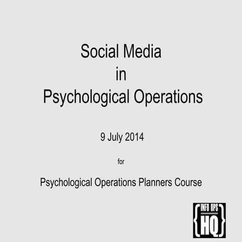 Nato School PSYOPS Planner Course July 2014 | PPT