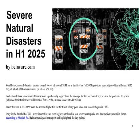 Global Natural Disasters in H1 2025 by Beinsure | PDF
