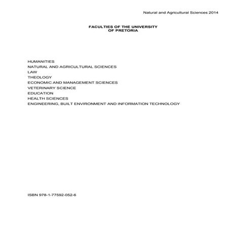 Faculty of Natural and Agricultural Sciences/Natural and agricultural ...