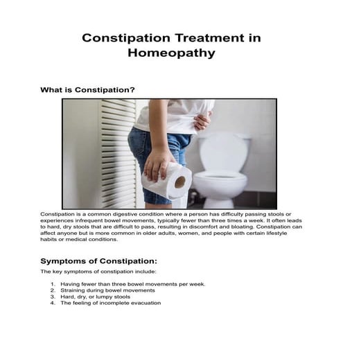 Constipation Treatment in Homeopathy | Dr. Deepika | PDF