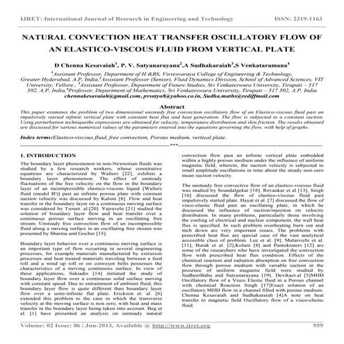 Natural convection heat transfer oscillatory flow of an elastico viscous fluid from vertical ...
