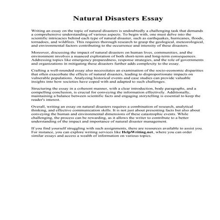 Natural Disasters Essay. North Carolina A&T State University | PDF