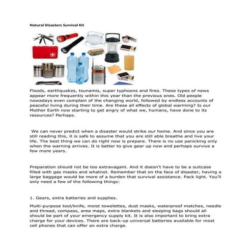 Natural disasters survival kit | PDF