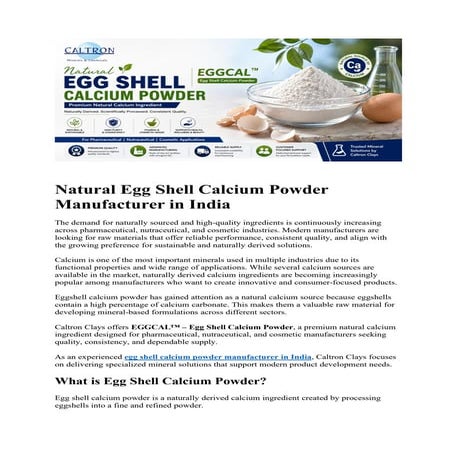 Natural Egg Shell Calcium Powder Manufacturer in India | Caltron Clays ...