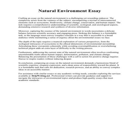 Natural Environment Essay. Bucknell University | PDF