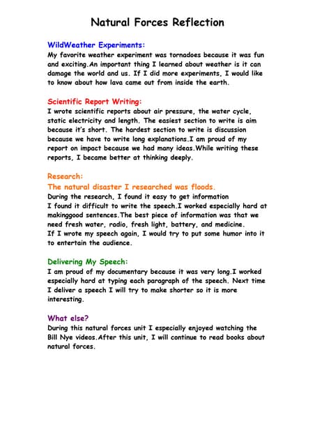 Natural forces reflection nina | PDF