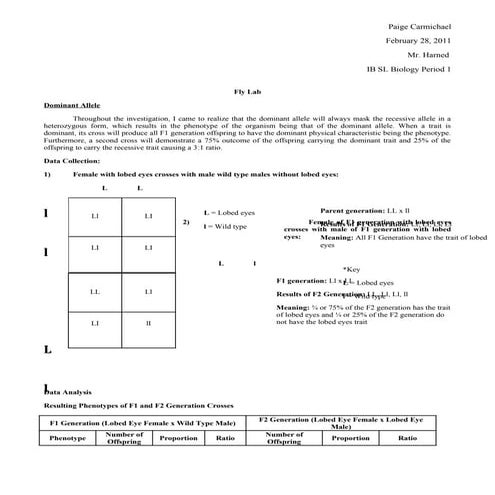 Fly Lab | DOC | Genetics | Science