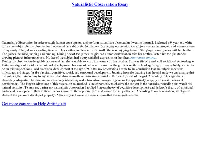 Naturalistic Observation Essay | PPT Naturalistic Observation Essay | PPT