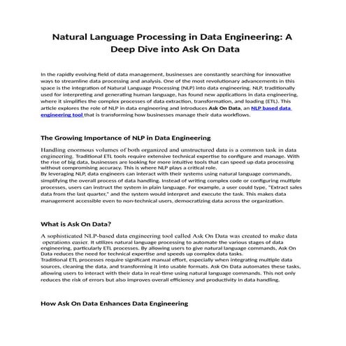 Natural Language Processing in Data Engineering A Deep Dive into Ask On ...