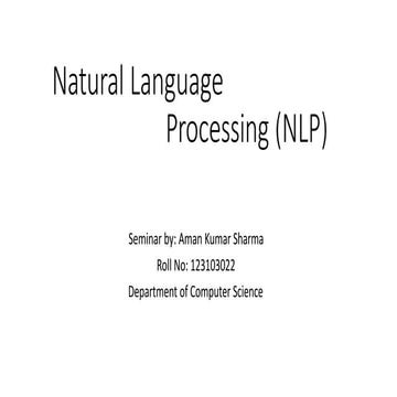 Natural Language Processing (NLP) .How machine understand? | PPTX