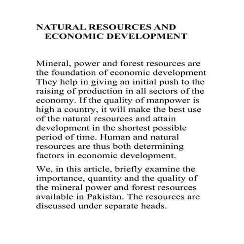 Natural resources and economic development | DOC