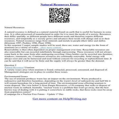 Natural Resources Essay | PDF
