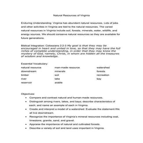 Natural resources of virginia | DOC