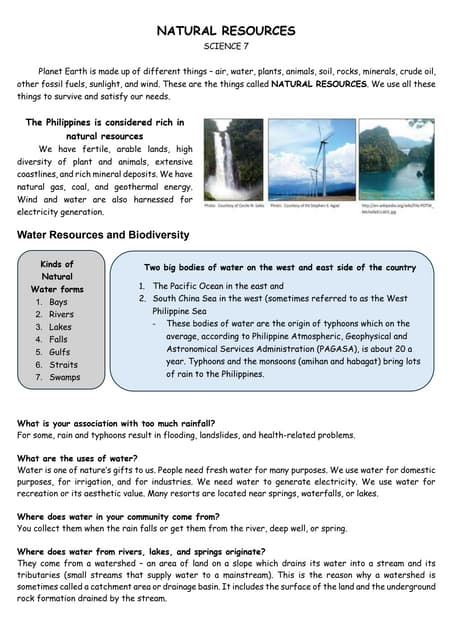 sci7 q4_ water sources activity sheet #1 | PDF
