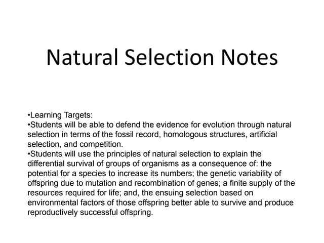 Theory of evolution by natural selection | PPTX