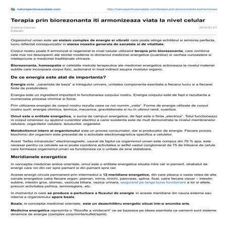 Terapia prin biorezonanta iti armonizeaza viata la nivel celular | PDF