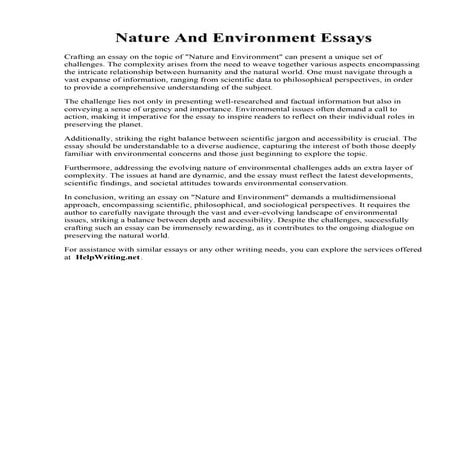 Nature And Environment Essays. Narrative Essay: Natural environment ...