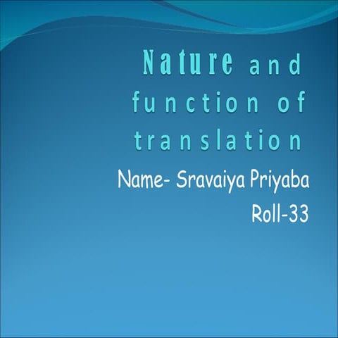 Nature and function of translation | PPT