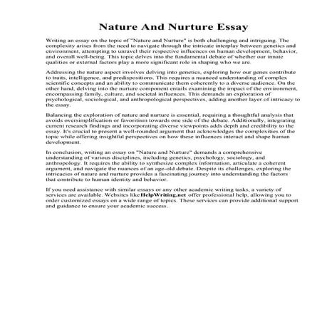 Nature And Nurture Essay | PDF