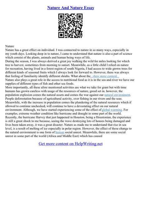 Nature Essay Examples | PDF