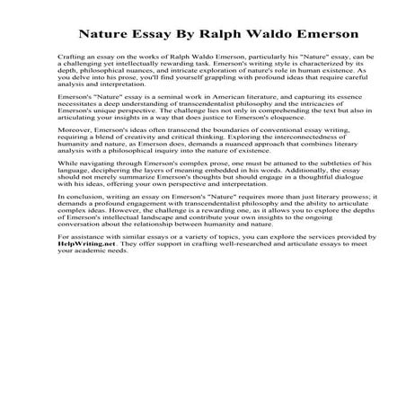 Nature Essay By Ralph Waldo Emerson | PDF