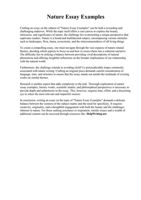 Essay Writing On Nature | PDF