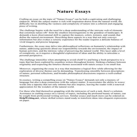 Nature Essays. Texas State Technical College | PDF