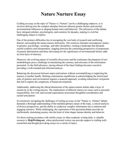 Nature Vs Nurture Essays | PDF